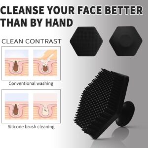 VWMYQ Face Scrubber, Silicone Face Scrubber for Men, Gentle Exfoliator Pad & Massager, Facial Cleansing/Wash Brush - Removes Dead & Dry Skin（Black）