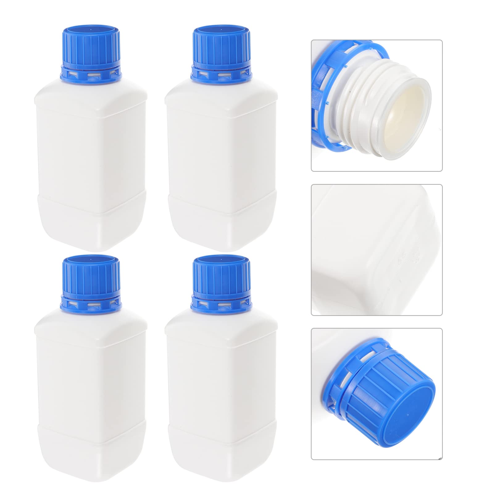 ULTECHNOVO 10 Pcs Reagent Plastic Bottle Laboratory Chemical Reagent Bottles Sample Sealing Square Bottle Sample Storage Square Bottle Container with Lid Liquid Bottle White Wide Mouth