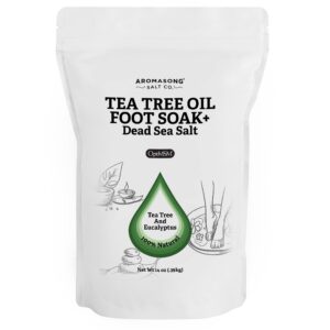 aromasong tea tree foot soak with dead sea foot soaking salts - pedicure foot soak for dry cracked feet - athlete's foot soak callus remover soothes sore feet - eliminates odor - made in usa