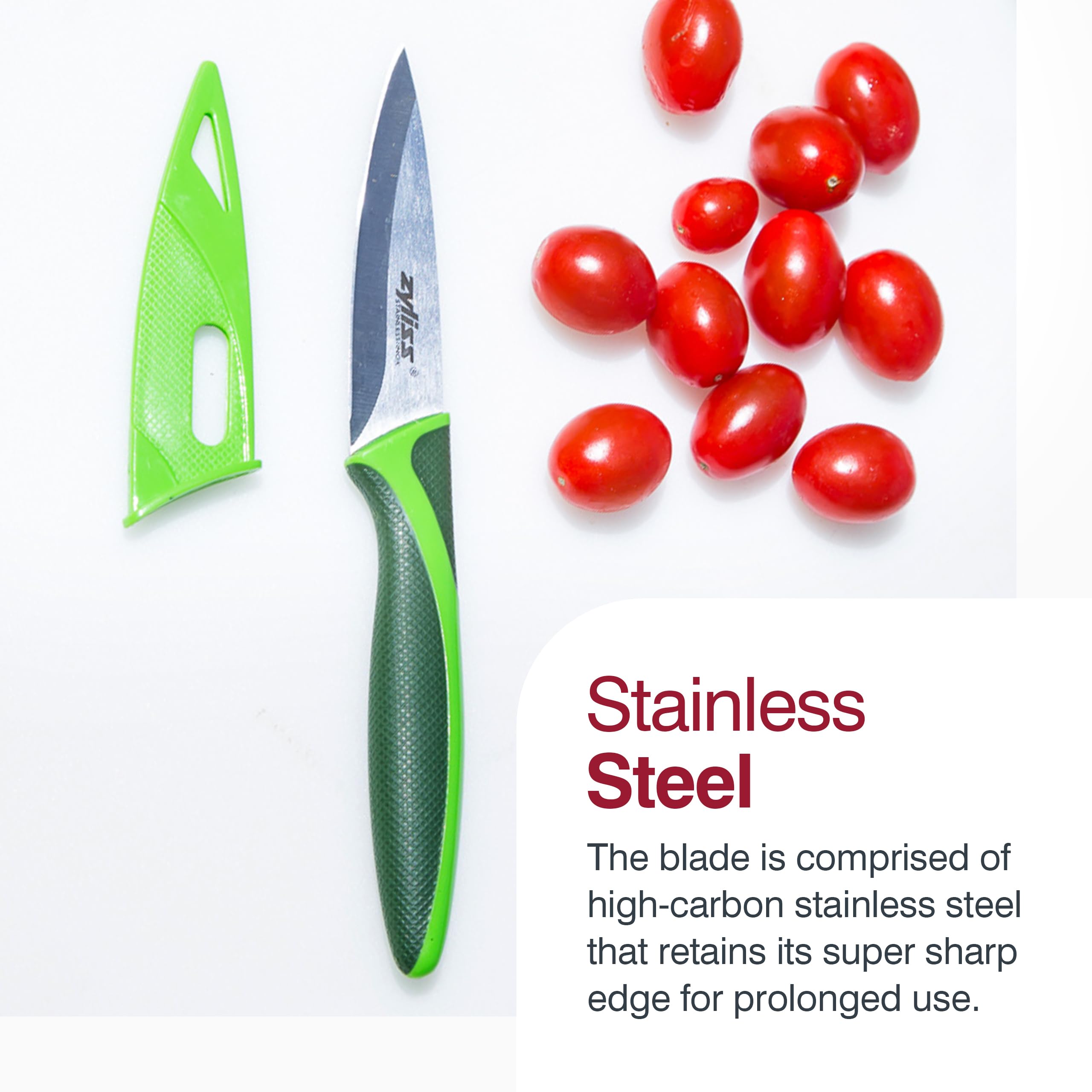 Zyliss Utility Kitchen Knives with Sheath Covers - Dishwasher Safe - Stainless Steel Kitchen Knives Perfect for Cutting Meat, Vegetables & Fruit - 2 Piece 3.25" Paring Set