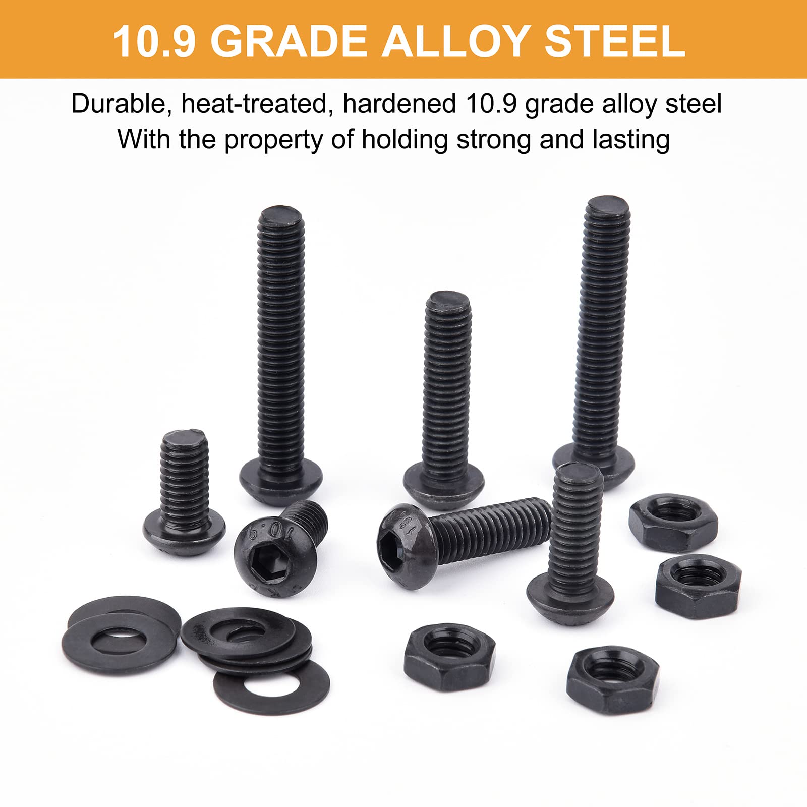 M6 Screws and M8-1.25 Hex Flange Bolts Kit Black