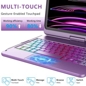 iPad Pro 11 inch Case with Keyboard, iPad Air 5/Air 4 10.9 inch Keyboard Case with Trackpad, Keyboard Case for iPad Air 5/Air 4 and iPad Pro 1-4 Gen, Backlit 10 Color & 360 Screen Rotation -Purple