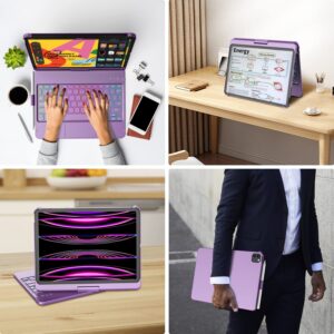 iPad Pro 11 inch Case with Keyboard, iPad Air 5/Air 4 10.9 inch Keyboard Case with Trackpad, Keyboard Case for iPad Air 5/Air 4 and iPad Pro 1-4 Gen, Backlit 10 Color & 360 Screen Rotation -Purple