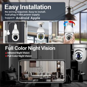 Safecam 360 Light Bulb Security Camera 2.4g Wifi,Light Bulb Cameras,Lightbulb Security Camera Outdoor Motion Tracking Alarm,Light Socket Security Camera Ptz View Google Home Tuya Smart With Alexa