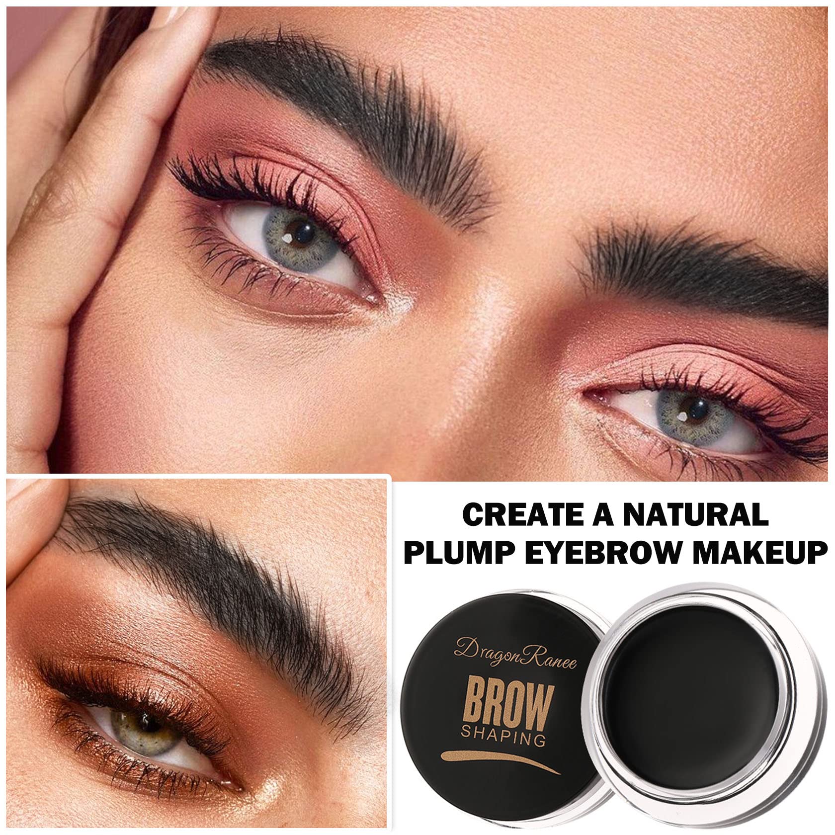 Eyebrow Pomade Brow Gel Pomade,Long Lasting Waterproof and Enhancers Eyebrow Soft Smooth,Eyebrow Makeup Gel with Eyebrow Brush for Girls and Women-Black