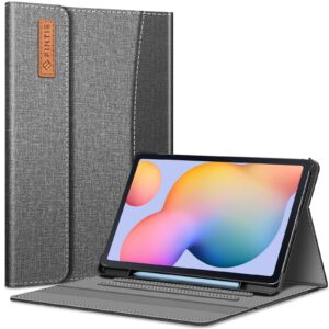 fintie case for samsung galaxy tab s6 lite 10.4 inch 2024/2022/2020 with s pen holder, multiple angle portfolio cover with pocket auto sleep/wake, gray