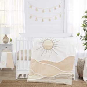 sweet jojo designs boho desert sun taupe nursery baby boy or girl 4pc crib bedding set neutral tan beige ivory gold cream off white bohemian mountain nature outdoors geometric minimalist sunshine