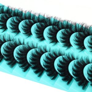 False Eyelashes Fluffy Mink Cat Eye Lashes Strip Pack 10 Pairs 18MM Wispy D Curl Fake Lashes That Look Like Extensions 8D Full Dramatic Eyelash by Goddvenus