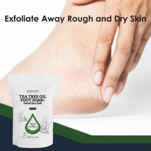 Aromasong Tea Tree Foot Soak with Dead Sea Foot Soaking Salts - Pedicure Foot Soak for Dry Cracked Feet - Athlete's Foot Soak Callus Remover Soothes Sore Feet - Eliminates Odor - Made In USA