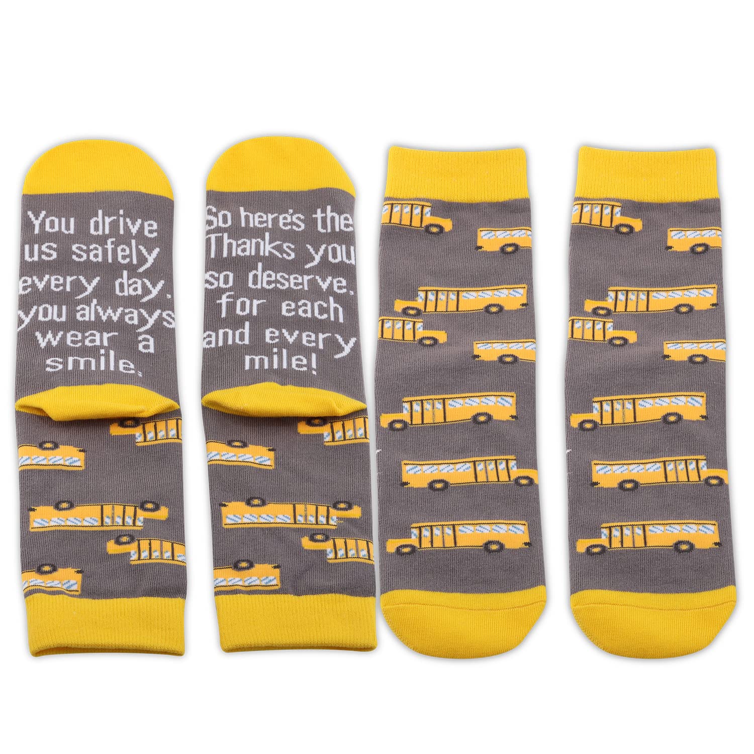 MBMSO 2 Pair School Bus Driver Socks School Bus Driver Appreciation Gifts Thank You Gifts School Bus Monitor Gifts Bus Driver Socks (2 Pair School Bus Driver Socks)