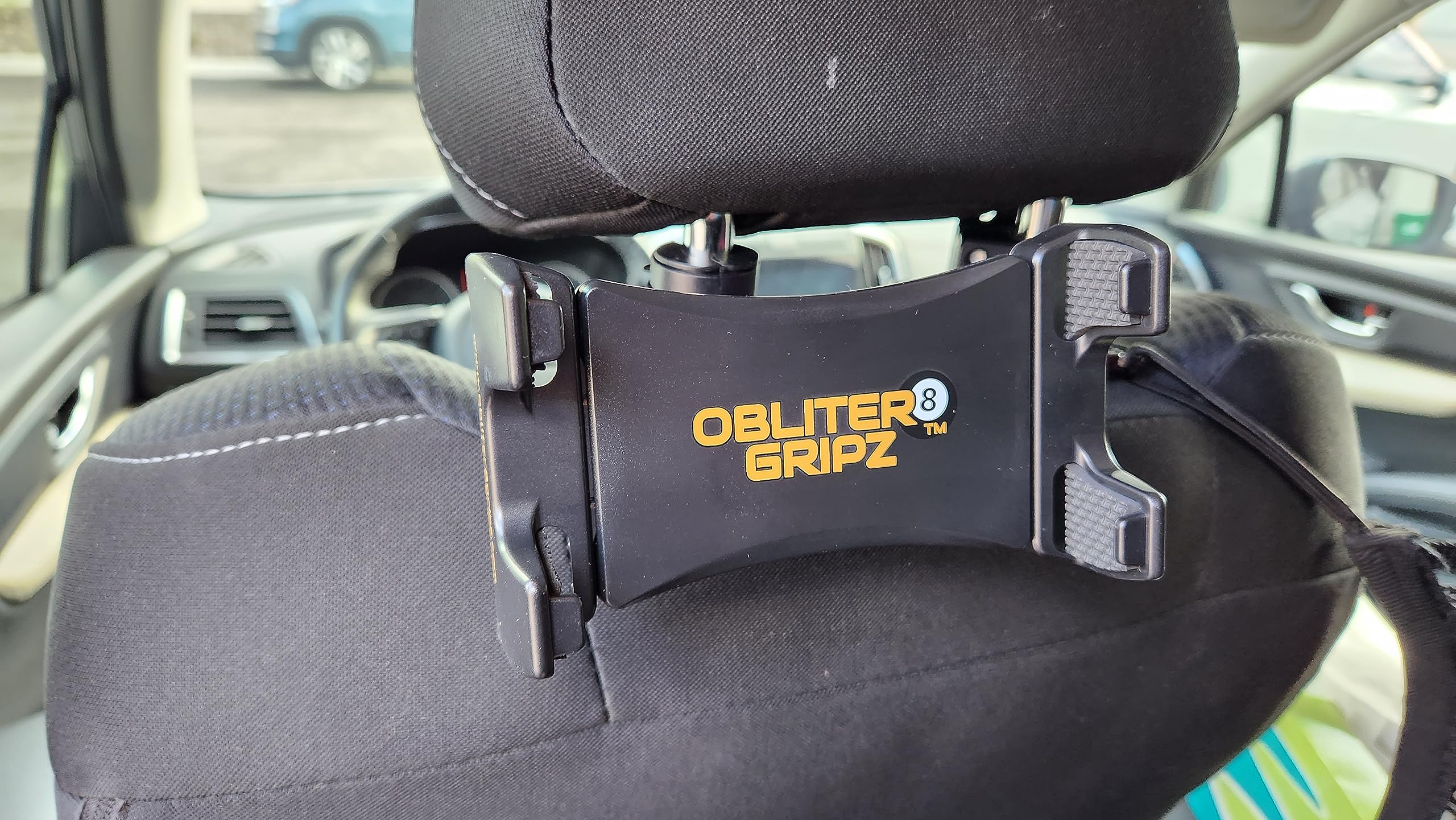 Obliter8 "Blue Steel" Multi-Attachment Smartphone/Tablet/Pad/Switch gaming system Travel Mount for In-Flight Airplane, Car Visor/Vent, Desktop, Traveling 360 degree rotation Ultra Durable and Secure