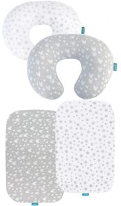 2 pack nursing pillow cover for boppy pillow 100% cotton & bassinet sheets compatible with baby delight beside me dreamer bassinet, 2 pack