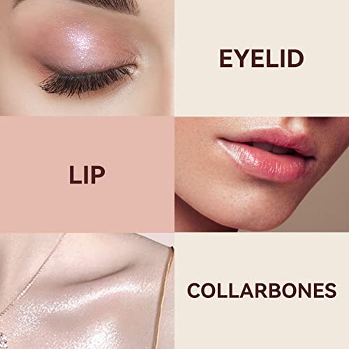 Music Flower Highlighter Stick, Double Ended Highlighter Makeup Stick with Sponge Brush, Shimmer Waterproof Long Lasting Smooth Silver Glitter Brighten Face Makeup Pencil, 1 Count