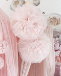 adesignstore baby girl pink princess canopy with tulle pom poms set of two fluffy bedroom decoration baby house play room nook decor