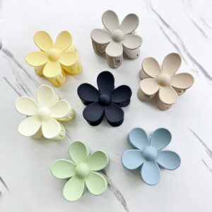 7 Pack Flower Claw Clips, Hair Clips for Women and Girls, 3" Medium Hair Claw Clips Matte Hair Clip Strong Neutral Hair Claws Cute Claw Clip Hair Accessories for Thin Hair