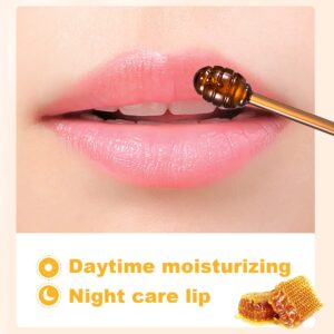 4PCS Honey Lip Balm, Vitamin E Moisturizing Propolis Sleeping Lip Mask, Effective Reduces Lip Lines Prevention Dry and Cracked Lip Scrubs Exfoliator Smoothing Dry Lip Care