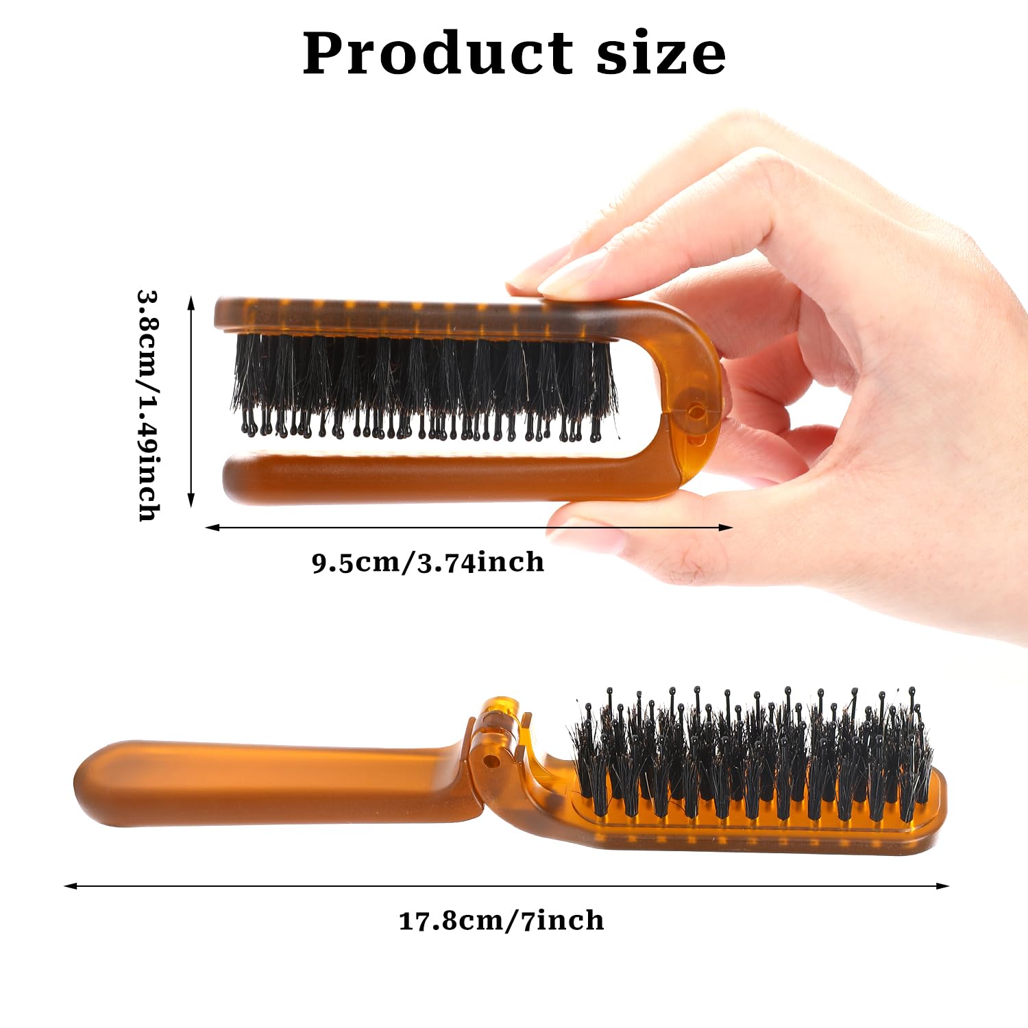 Sliverdew Hair Brush, Foldable Mini Boar Bristle Travel Hair Brush for Women and Men, Small Mini Compact Hairbrush Pocket Size Comb for Any Hairstyles, Restore Hair Shine, Beard Brush