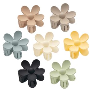 7 pack flower claw clips, hair clips for women and girls, 3" medium hair claw clips matte hair clip strong neutral hair claws cute claw clip hair accessories for thin hair