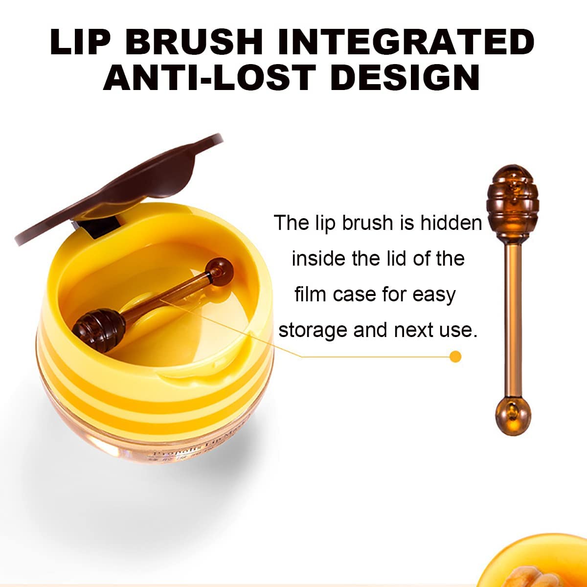 4PCS Honey Lip Balm, Vitamin E Moisturizing Propolis Sleeping Lip Mask, Effective Reduces Lip Lines Prevention Dry and Cracked Lip Scrubs Exfoliator Smoothing Dry Lip Care