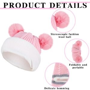 2 Pcs Baby Winter Hat Scarf Set Toddler Winter Hat Infant Beanie Hat Toddler Balaclava Earflap Hat for 1-5 Year Old Girl Boy (Pink, Black)