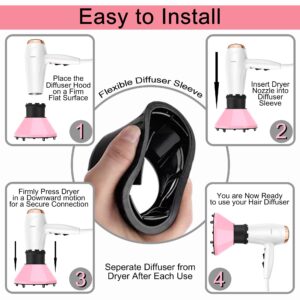 Universal Hair Diffuser Adaptable Hair Dryer Attachment for Blow Dryer Nozzles from 1.7 to 2.2 inch Diameter (Pink)