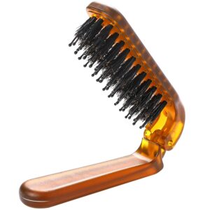 sliverdew hair brush, foldable mini boar bristle travel hair brush for women and men, small mini compact hairbrush pocket size comb for any hairstyles, restore hair shine, beard brush