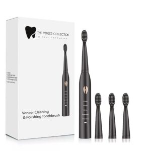 the veneer collection veneer polishing toothbrush, electric toothbrush rechargeable, toothbrush for veneers (black)