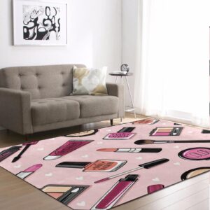 oueoty fashion lipstick love heart pink area rug 1.5x2.5ft/18x30in/45x75cm,baby play mat for living dining dorm room bedroom home decorative