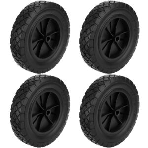 keileoho 4 pcs 8 x 1.75 inch replacement hand truck wheels, heavy-duty solid rubber wheel with 1/2 inch axle bore universal hand truck wheel replacement tires for lawn mowers, dollies, black