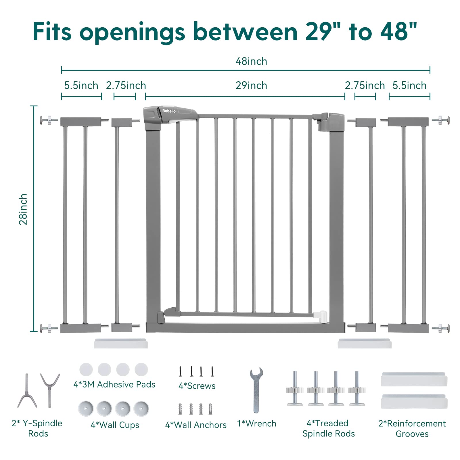 BABELIO 29-51'' Auto Close Extra Wide Baby Gate