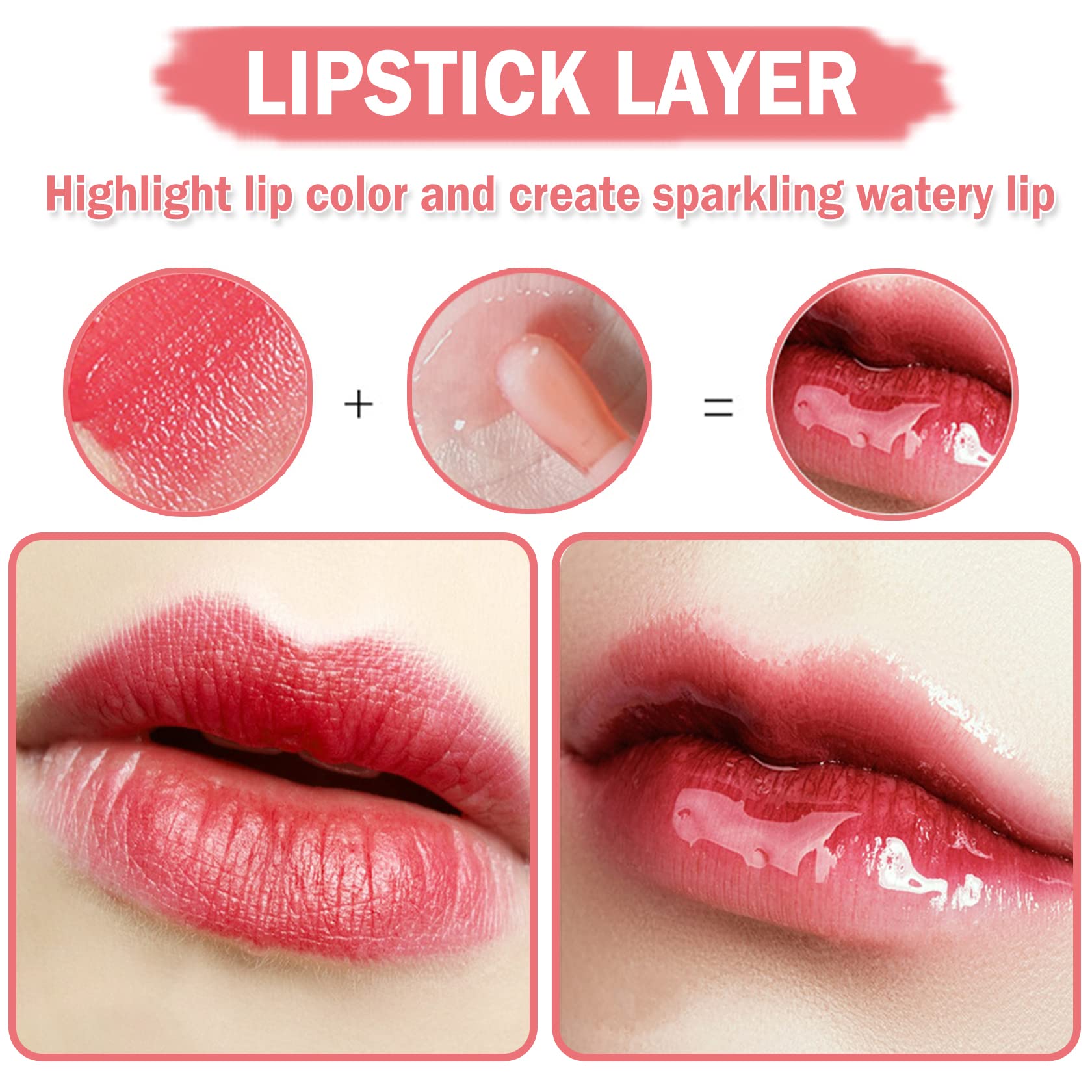 CAHIUYOA Lip Oil Hydrating Tinted Lip Oil Lip Gloss,Lip Glow Oil Lip Tint,Non-sticky Big Brush Head,Nourishing Repairing Plumping Lip Oil Lip Gloss - Rosewood