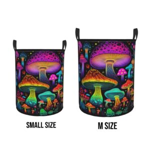 Foruidea Trippy Neon Shroom Mushroom Laundry Basket,Laundry Hamper,Collapsible Storage Bin, Oxford Fabric Clothes Baskets,Nursery Hamper For Home,Office,Dorm,Gift Basket