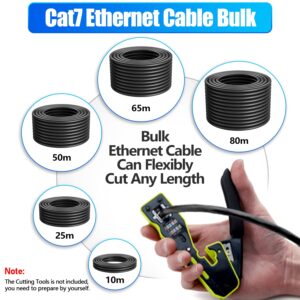 Cat 7 Outdoor Ethernet Cable 500ft Bulk (10 RJ45), SFTP Triple Shielded Cat 7 Ethernet Cable 24AWG, Cat 7 Direct Burial Cable, Waterproof, UV Resistant, High Speed 10Gbps Cat7 Internet Cable 500 ft