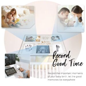 KOIKEY Baby Handprint Footprint Keepsake Gifts - Ultrasound and Newborn Picture White Nursery Decor Wood Frame Kit with No-Clean Print Pad for Baby Shower or New Parents Gift