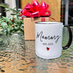 New Daddy & Mommy Est 2025 Coffee Mugs Set of 2, First Time Mommy Daddy Gift Prospective Parents Mugs Gift, New Parents Gift, Pregnancy Announcement Baby Reveal Mug (Black handle)-56