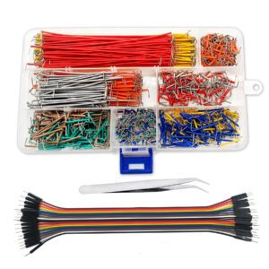 minidodoca 840 pcs breadboard jumper wire cables for arduino, 14 values, 2 mm/0.08"-125 mm/4.92" u-shape magnetic jumper wires assortment kit & 20pcs 20cm/8 inch length dupont cable assorted kit