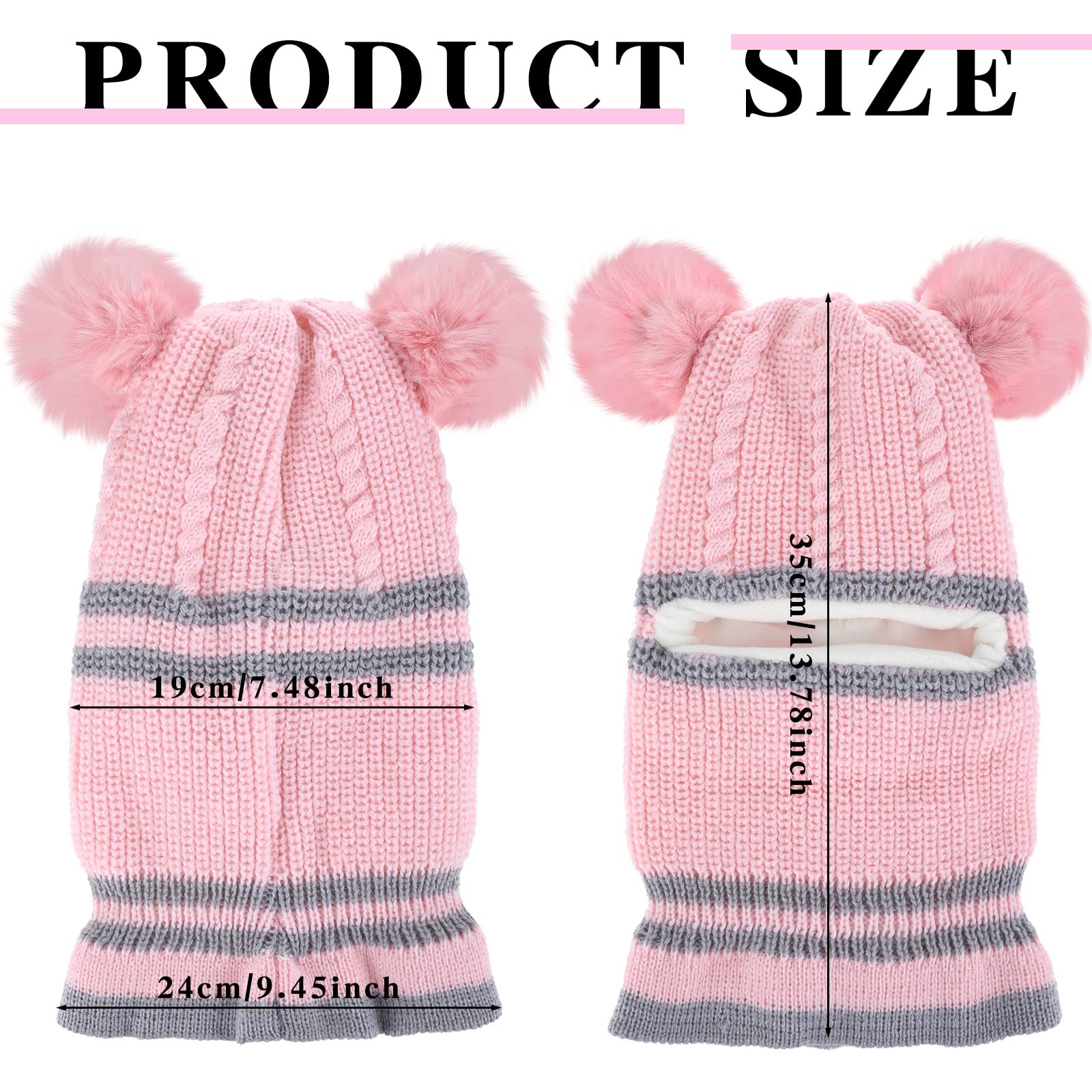 2 Pcs Baby Winter Hat Scarf Set Toddler Winter Hat Infant Beanie Hat Toddler Balaclava Earflap Hat for 1-5 Year Old Girl Boy (Pink, Black)