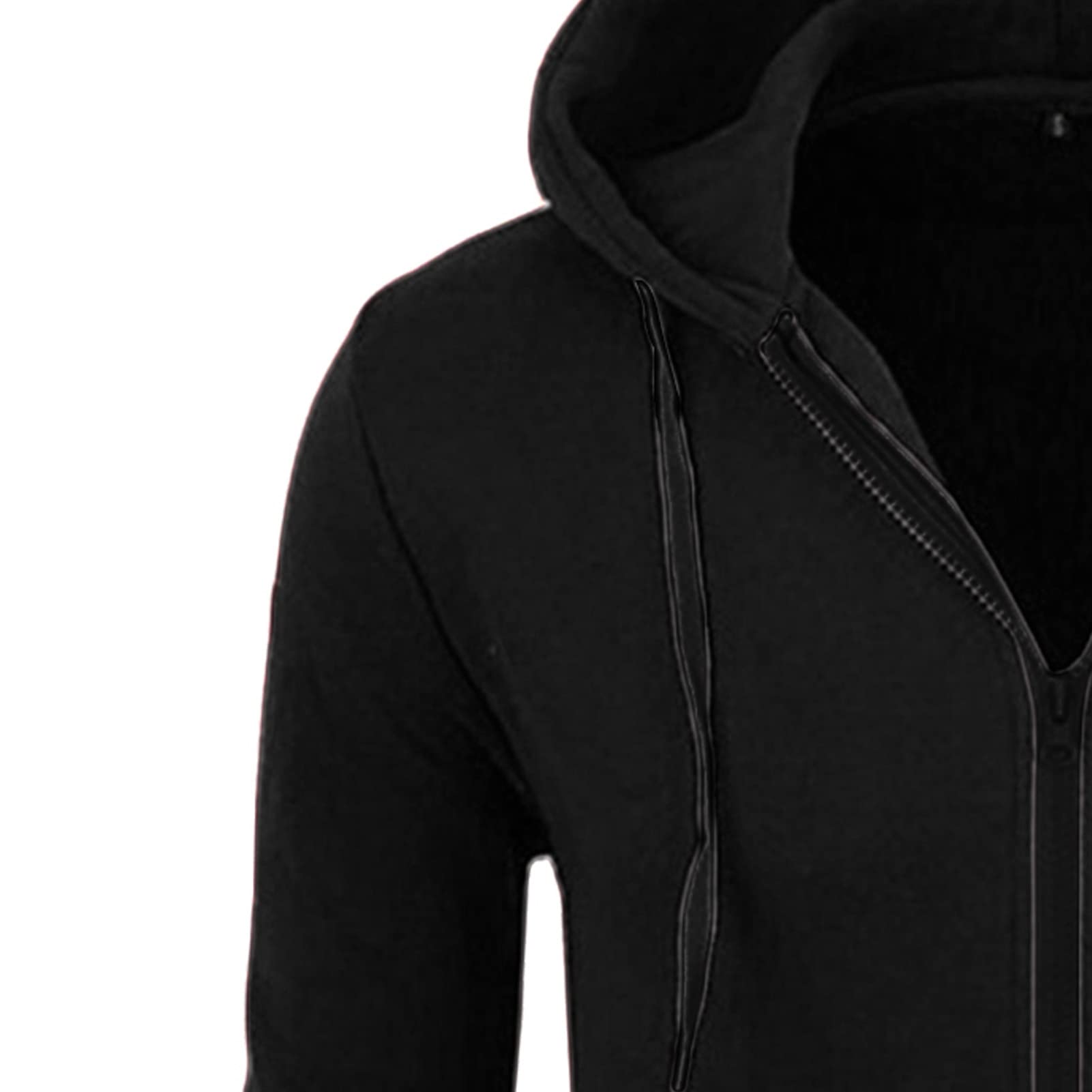 Maiyifu-GJ Men Full Zip Slim Fit Hoodies Casual Solid Gym Hooded Sweatshirt Long Sleeve Lightweight Hoodie With Kanga Pocket (Black,X-Large)