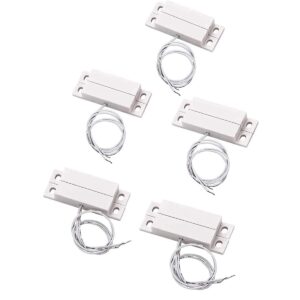 mc-32 nc surface mount wired security window door contact sensor alarm magnetic reed switch, for home security and burglar alarm systems, sets of 5, white