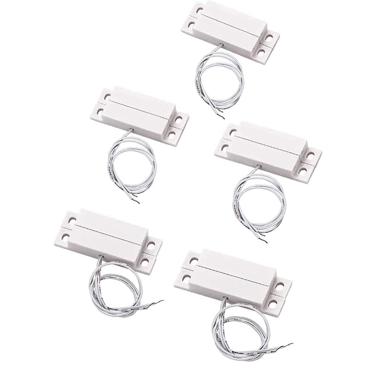 MC-32 NC Surface Mount Wired Security Window Door Contact Sensor Alarm Magnetic Reed Switch, for Home Security and Burglar Alarm Systems, Sets of 5, White