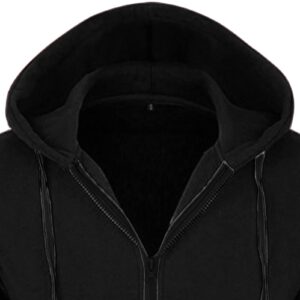 Maiyifu-GJ Men Full Zip Slim Fit Hoodies Casual Solid Gym Hooded Sweatshirt Long Sleeve Lightweight Hoodie With Kanga Pocket (Black,X-Large)