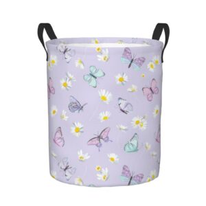 kiuloam butterfly with florals on purple 19.6 inches large storage basket collapsible organizer bin laundry hamper for nursery clothes toys