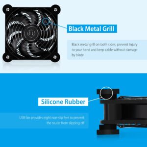 NewHail 2Pack Quiet 120mm USB Fan Dual-Ball Bearings, USB Fan 5V, with L/M/H 3-Degree Speed Controller High Airflow Cooling Fan for Router Modem Receiver DVR PlayStation Xbox TV Box