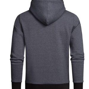 Maiyifu-GJ Men's Solid Fleece Athletic Hoodies Long Sleeve Casual Sports Sweatshirt Drawstring Hooded Pullover With Pockets (Dark Grey,Medium)