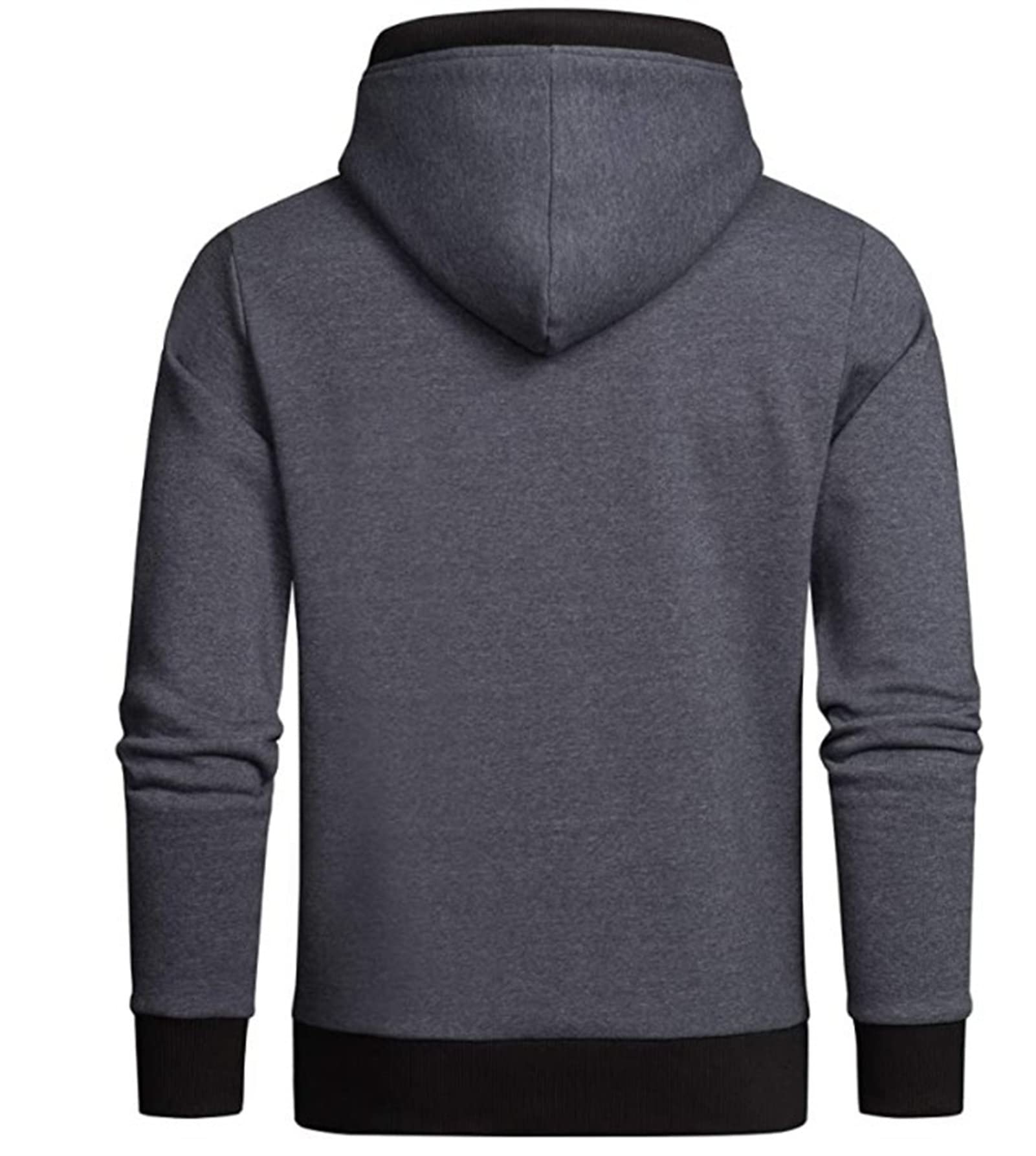 Maiyifu-GJ Men's Solid Fleece Athletic Hoodies Long Sleeve Casual Sports Sweatshirt Drawstring Hooded Pullover With Pockets (Dark Grey,Medium)