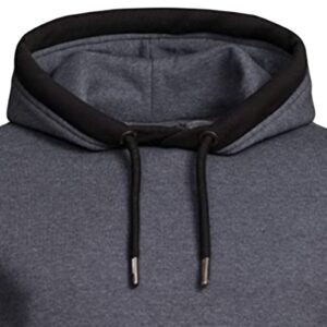 Maiyifu-GJ Men's Solid Fleece Athletic Hoodies Long Sleeve Casual Sports Sweatshirt Drawstring Hooded Pullover With Pockets (Dark Grey,Medium)