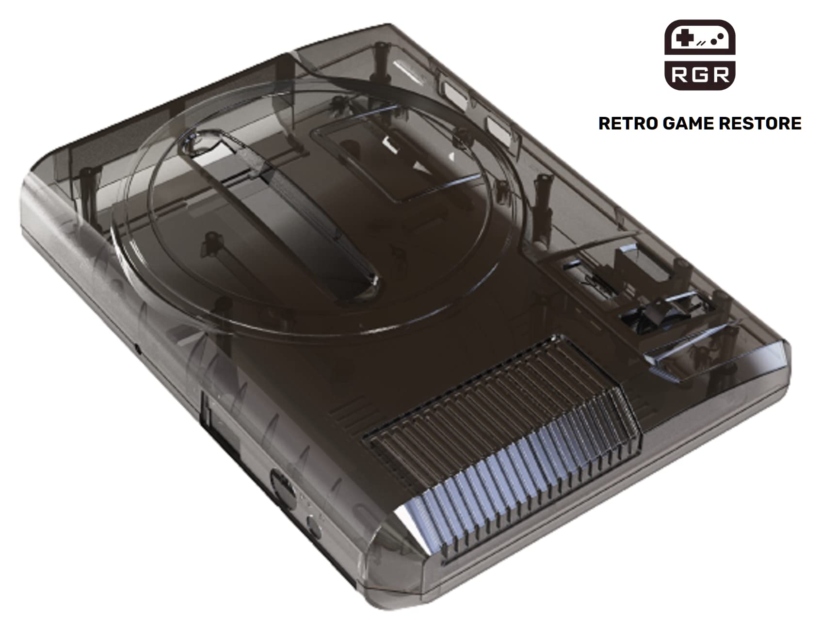 Retro Game Restore 432456 MD Body Replacement Shell, Clear Smoke for Mega Drive