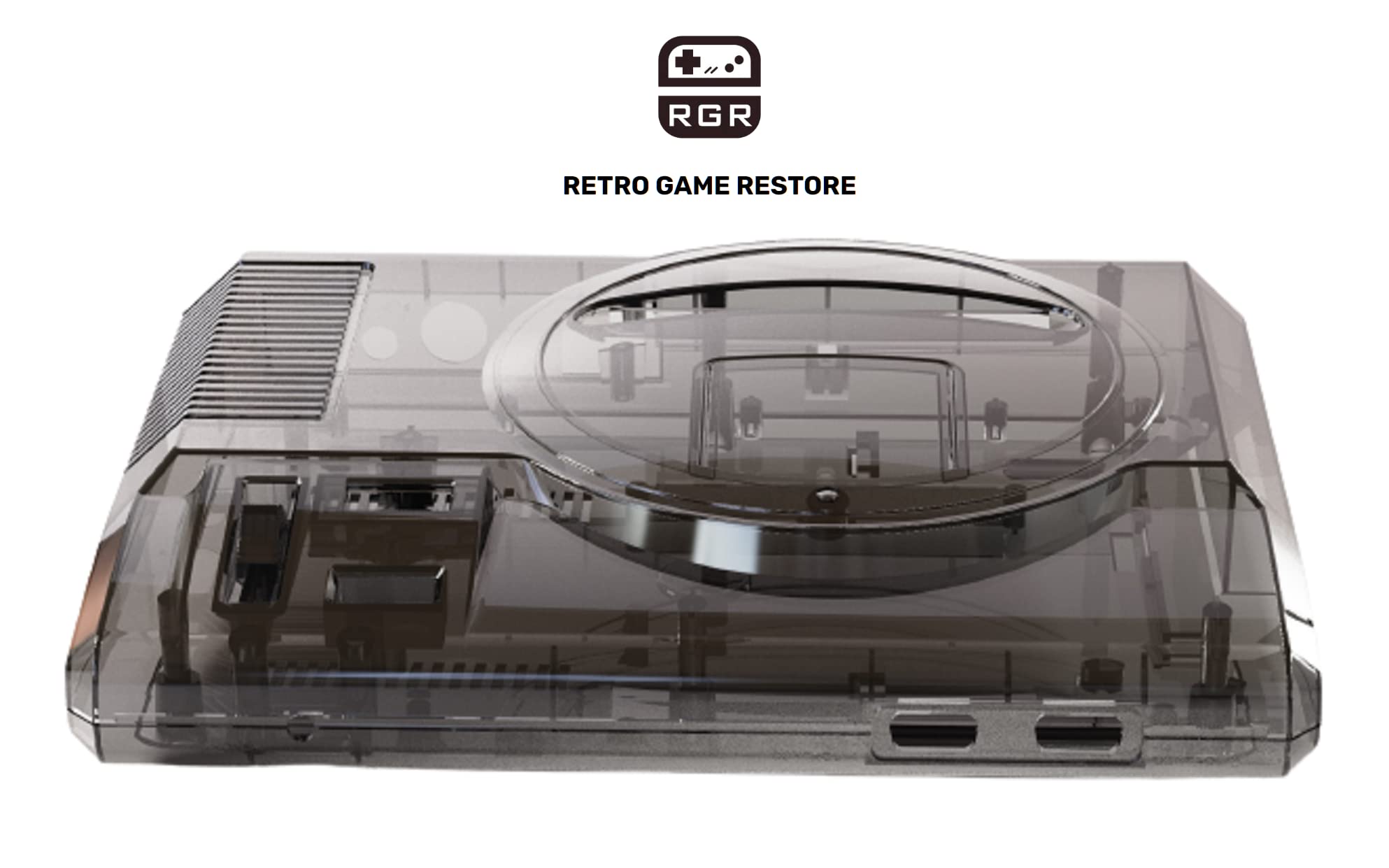 Retro Game Restore 432456 MD Body Replacement Shell, Clear Smoke for Mega Drive