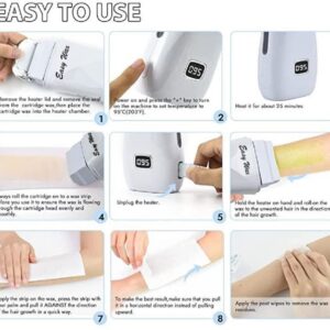 Easy Wax Portable Roll On Wax Kit for Hair Removal - Warmer with Soft Wax, Waxing Strips, and Travel-Friendly Design for Women