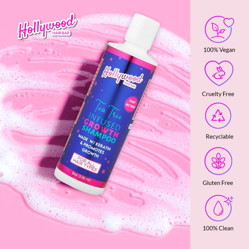 Hollywood Hair Bar Growth Shampoo - Infused with Herbal Supplements, Everyday use, 8oz